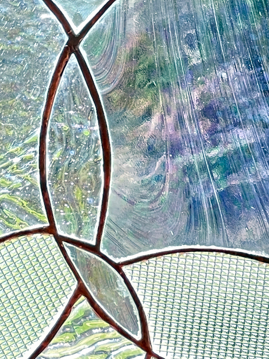 Large stained glass panel- Red Rondel – Julia Brandis Glassworks